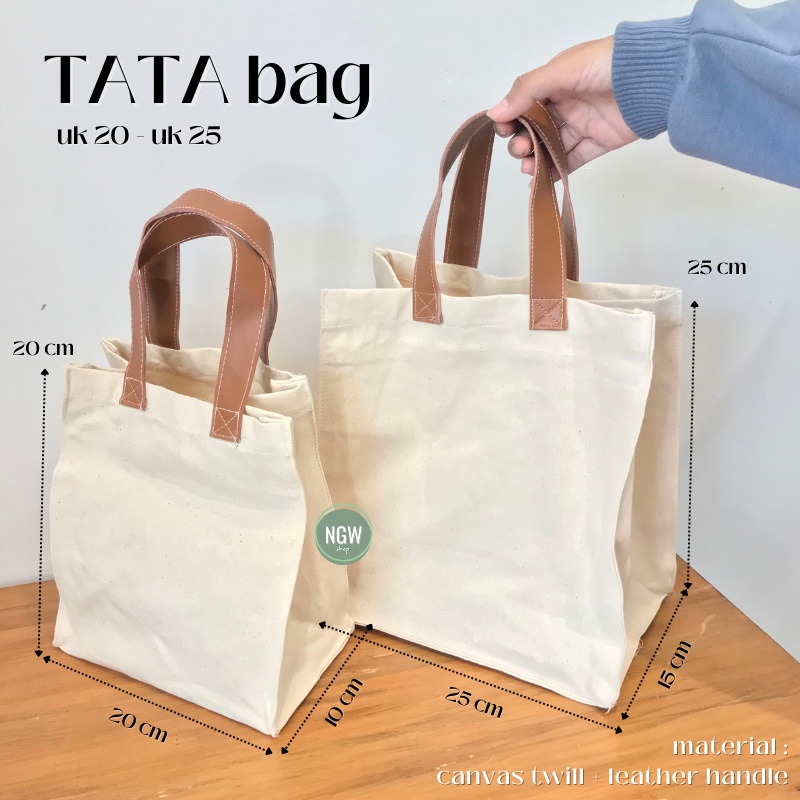Jual Tas canvas handle leather kulit TATA BAG 25 x 15 x 25 hampers ...