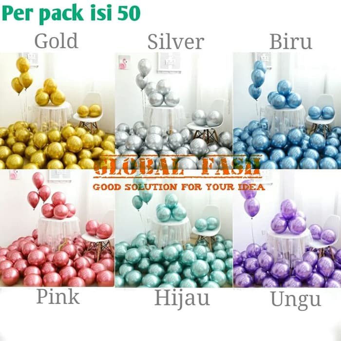 Jual balon metalik Chrome per pack / balon chrome isi 50 / balon ...
