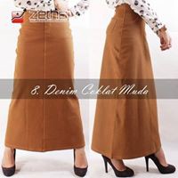 Jual Rok Zetha Panjang Wanita Warna Denim Coklat Muda | Rok Kerja Kantor | Rok Denim | Rok Model ...