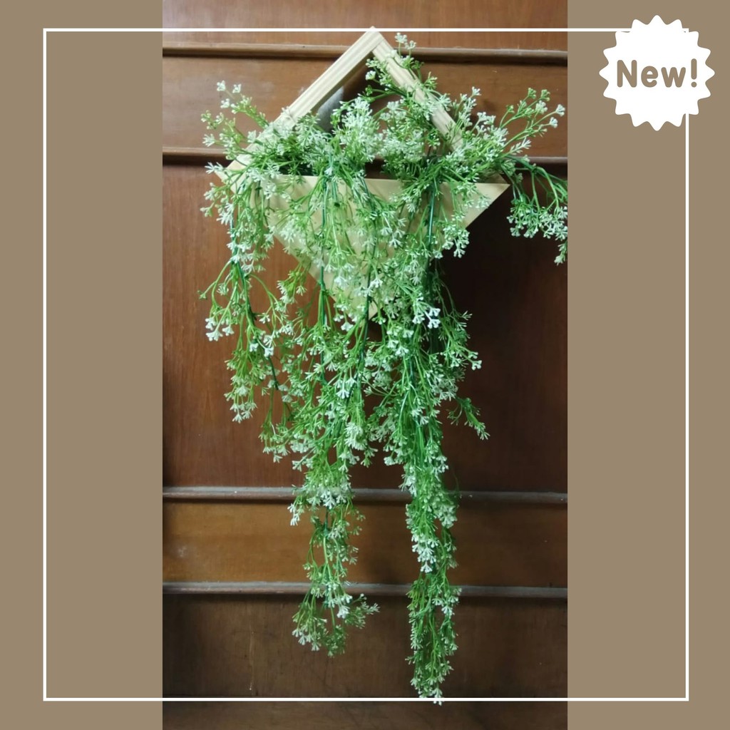 Jual Tanaman Rambat Aesthetic Baby Breath Imitasi dengan Pot Kayu Jati ...