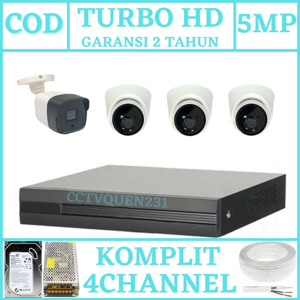 Jual PAKET CCTV 4 CHANNEL 4 KAMERA 5MP 1080P TURBO HD IR SONY KOMPLIT ...