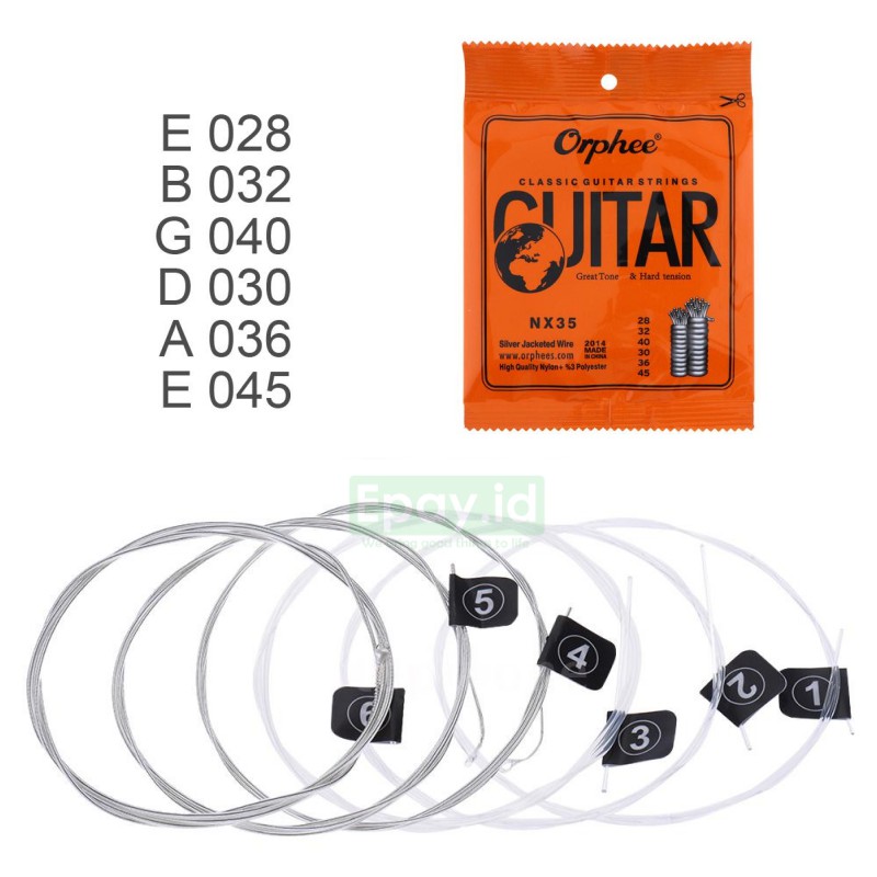 Jual Senar Gitar Klasik Orphee NX35 Classic Guitar Nylon String Clear ...
