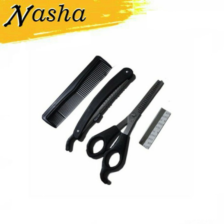 Jual Set Alat Cukur Rambut free Gunting Sasak Set 4 Pcs | Shopee Indonesia