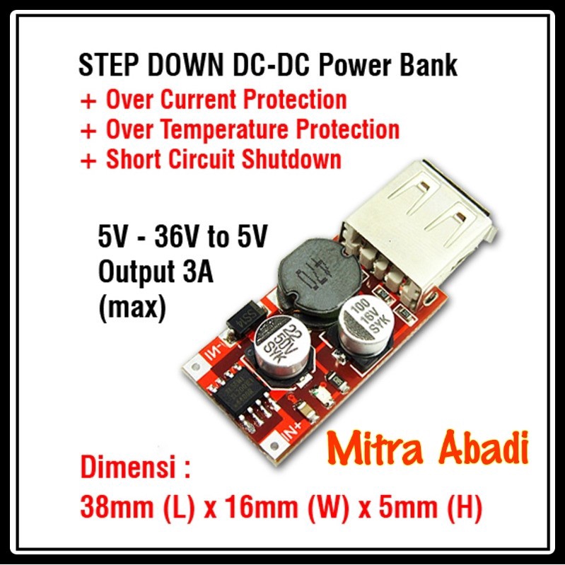 Jual Kit Modul Power Bank DC-DC Step DOWN 5V-36V to 5V 3A | Shopee ...