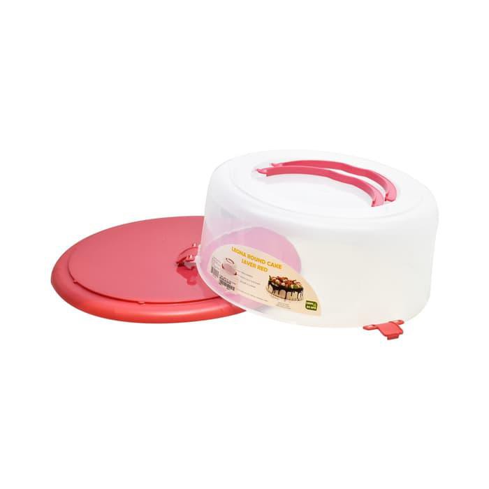 Jual TEMPAT KUE LEONA ROUND CAKE SAVER RED ORIGINAL | Shopee Indonesia