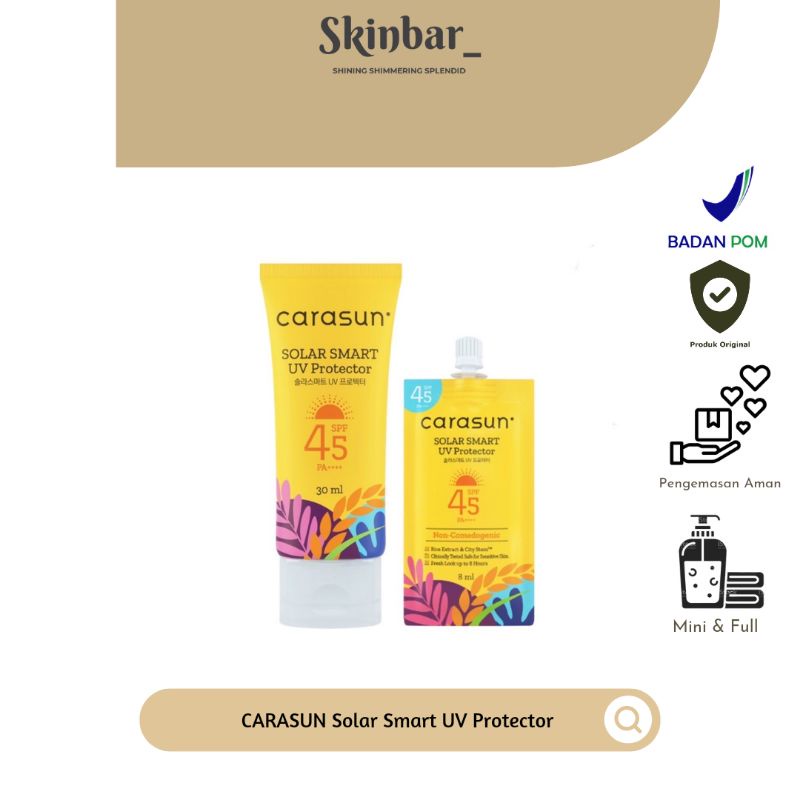 Jual CARASUN SOLAR SMART UV PROTECTOR SPF 45 Sunscreen - 30ml & sachets 8ml | Shopee Indonesia