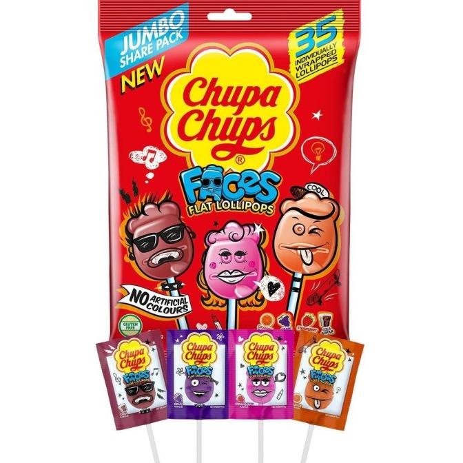 Jual CHUPA CHUPS Faces Flat Lollipops Jumbo Pack Isi 35 Pcs | Shopee ...