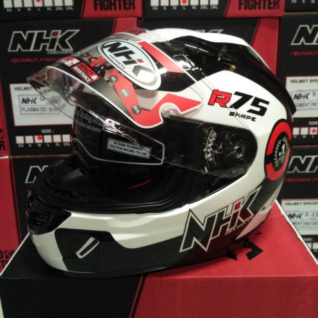 Jual Helm NHK Gp 1000 R75 White black | Shopee Indonesia