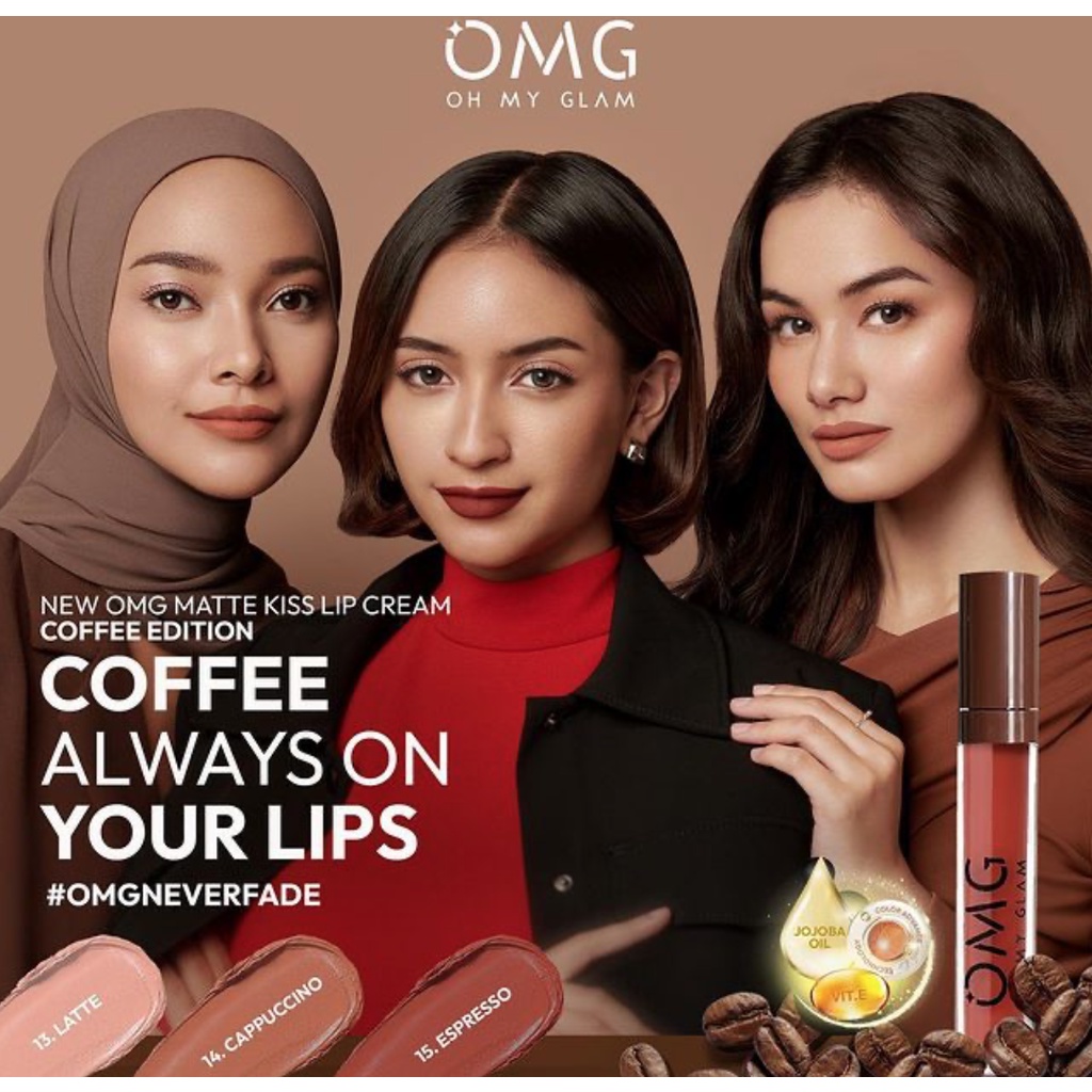 Jual OMG Oh My Glam Matte Kiss Lip Cream With Jojoba Oil & Vit E ...