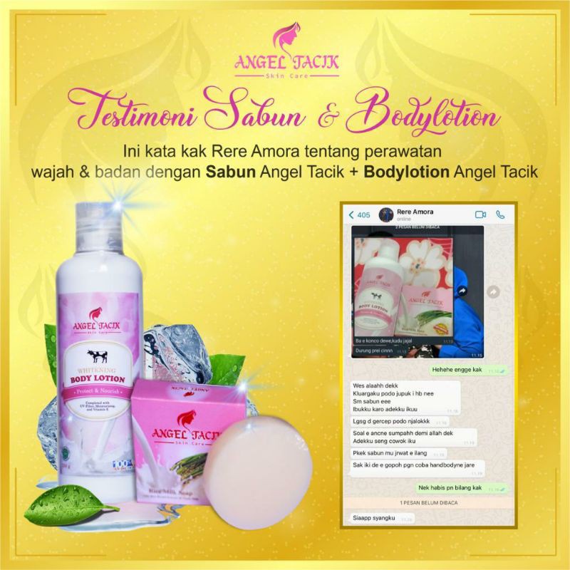 Jual Paket Angel Tacik (Sabun+Handbody) Pemutih Kulit Wajah dan Badan ...