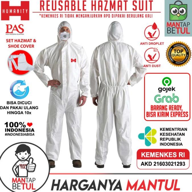 Jual set lengkap baju apd reusable waterproof hazmat + shoe cover ...