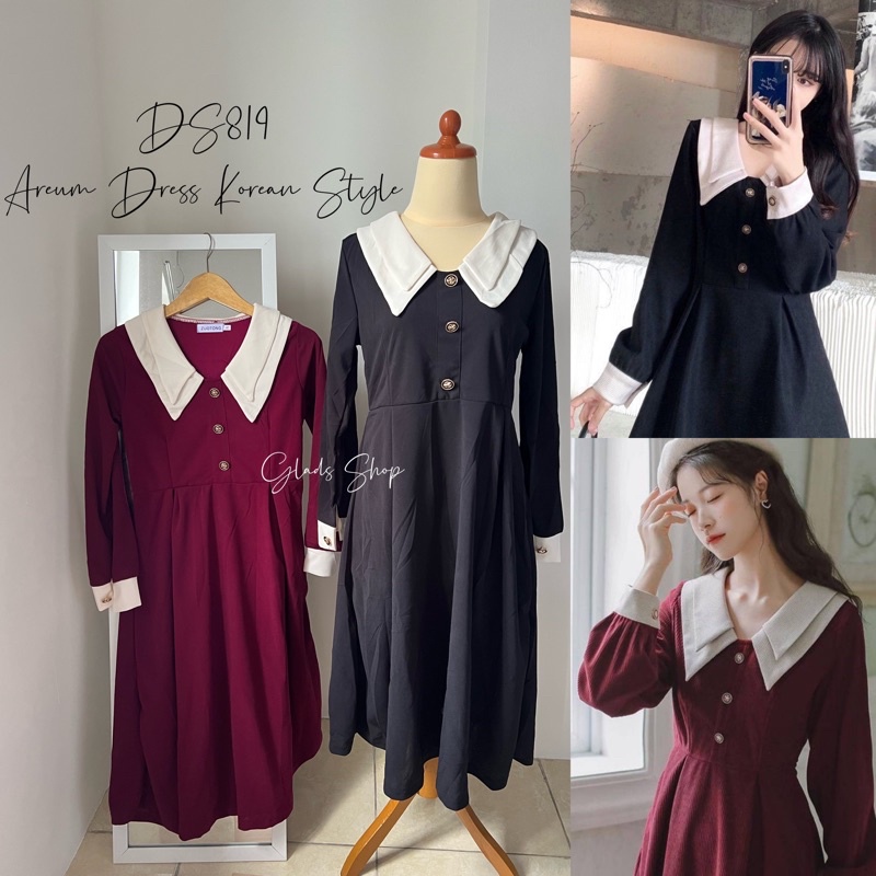 Jual DS819 • Areum Dress Korean style Fashion Wanita Import | Shopee ...