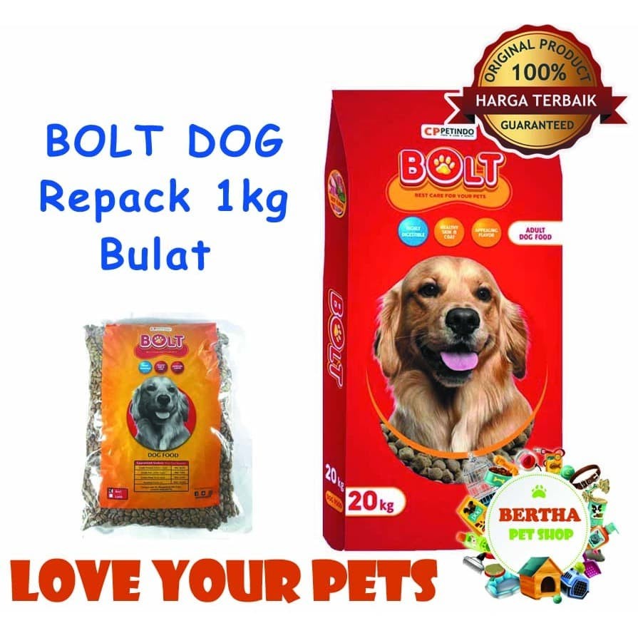 Jual BOLT DOG FOOD ALL VARIAN REPACK 1 KG | Shopee Indonesia