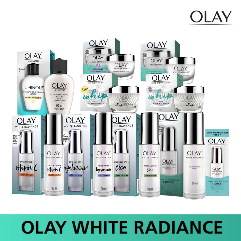 Jual OLAY White Radiance Advanced Day Cream Essence Lotion Whip & Serum ...