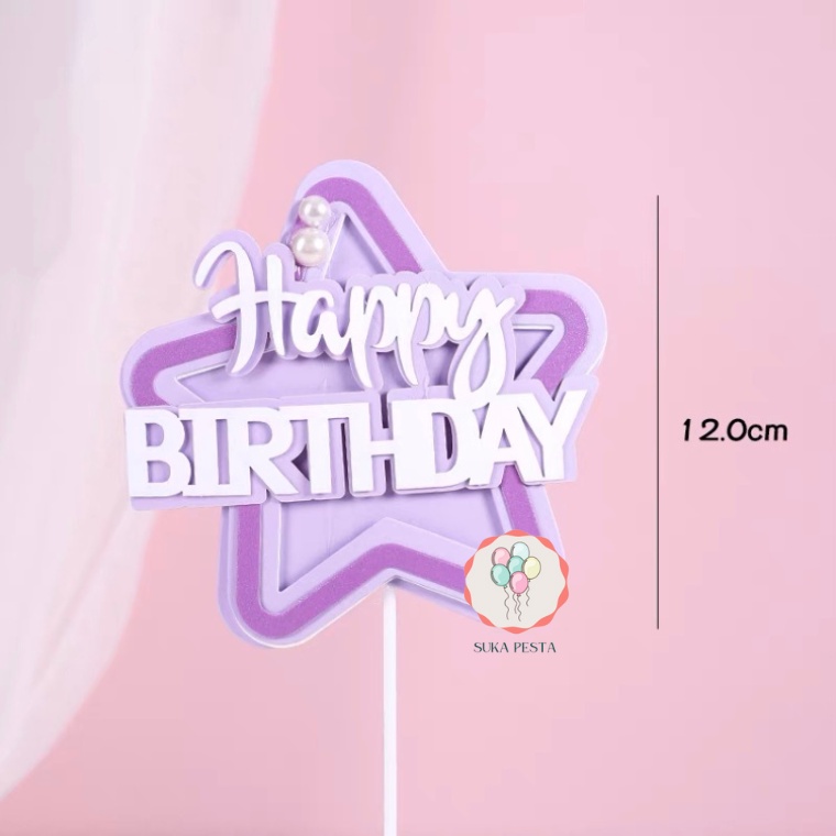 Jual CAKE TOPPER HBD MOTIF BINTANG PASTEL / TUSUKAN HIASAN KUE | Shopee ...