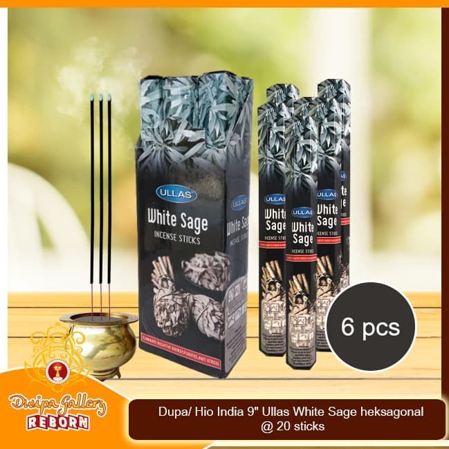 Jual Dupa/ Hio India 9" Ullas White Sage heksagonal @ 20 sticks (6pcs ...