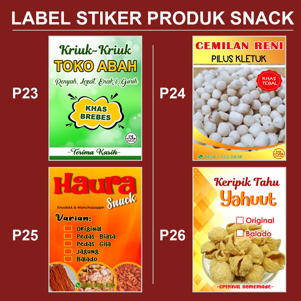 Jual Cetak Sticker Label Kemasan Produk Makanan Ringan Snack Kue Bakery ...