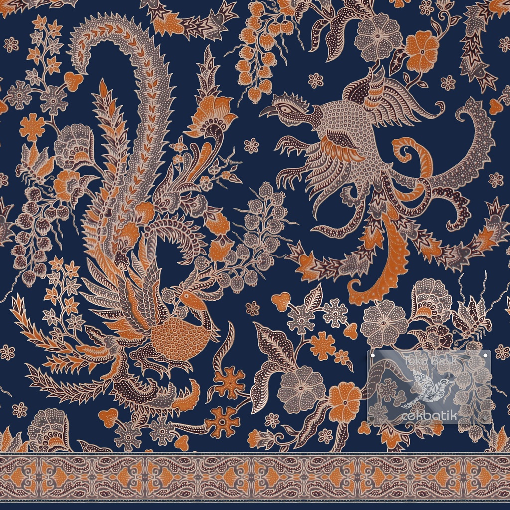 Jual kain batik - Kualitas Ekspor Motif Burung Bunga Unik Elegan ( Biru ...