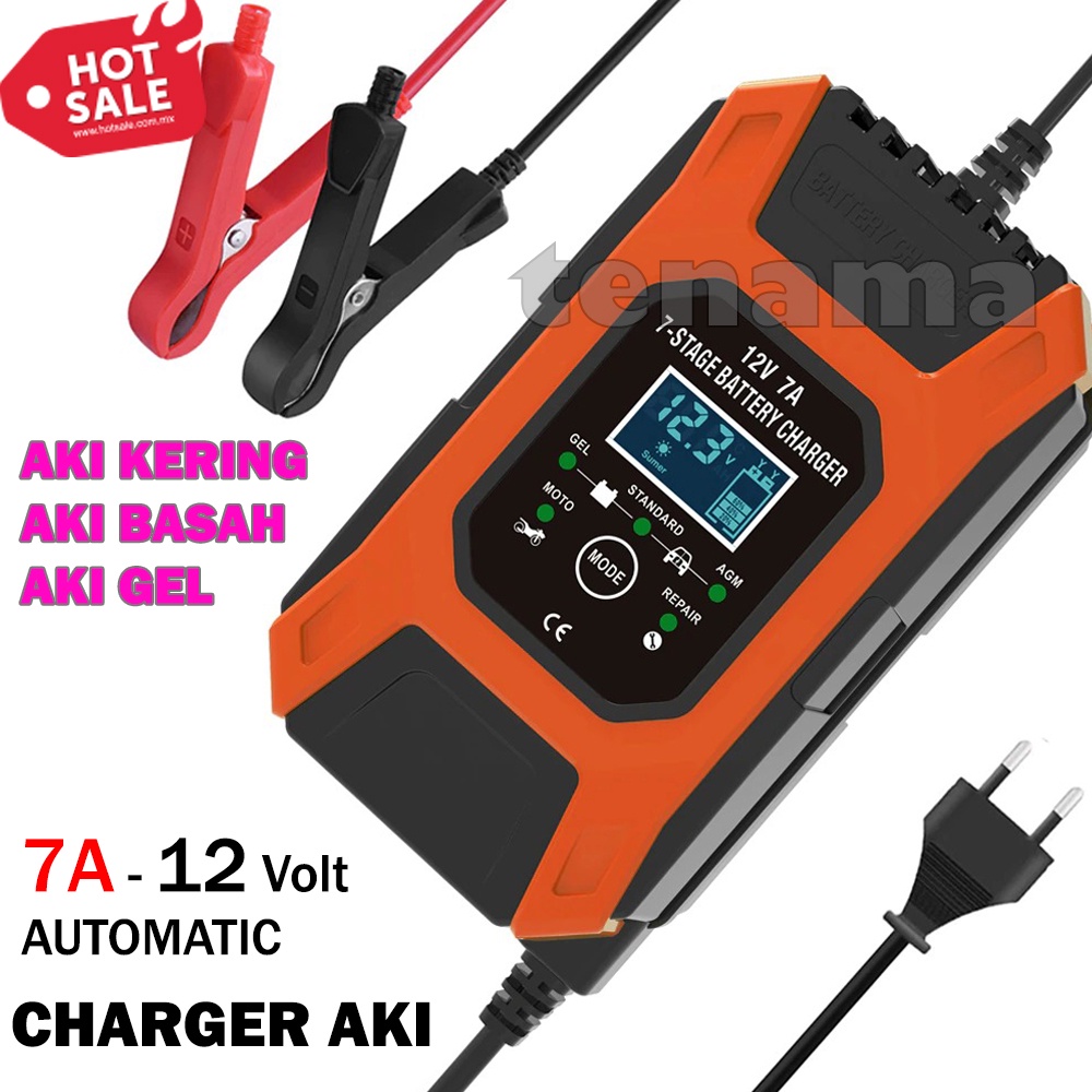 Jual VRtec Charger Aki 7A 12V 105W 120Ah with LCD Panel Mobil Motor | Shopee Indonesia