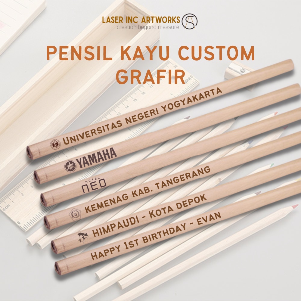 Jual Pensil Kayu Custom Nama Grafir Laser | FREE Custom Nama/Logo ...