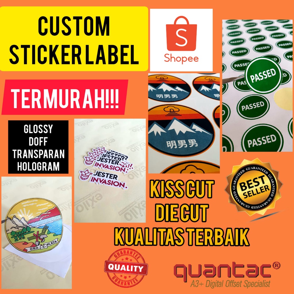 Jual Custom sticker DIE CUT LAMINASI label vinyl produk A3+ | Shopee ...