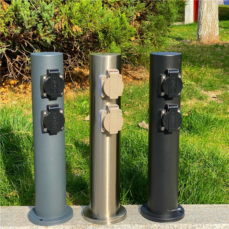 Jual Outdoor Garden Socket 4-Way EU Sockets Waterproof Energy Column ...