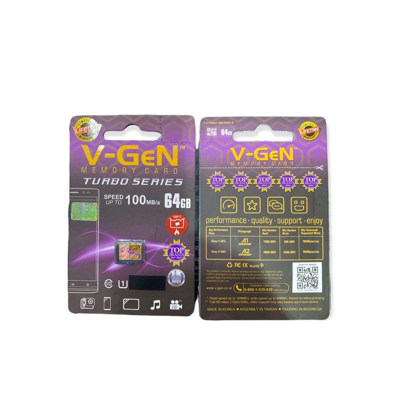 Jual V-GEN MEMORY CARD 64GB CLASS10 TURBO SERIES SPEED UP TO 100MB/s ...