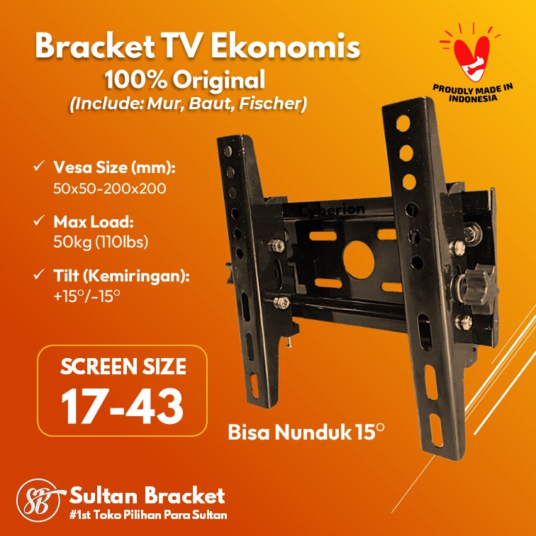 Jual Bracket TV LED 43 42 40 32 29 24 Inch Kokoh dan Tebal Bisa Nunduk ...