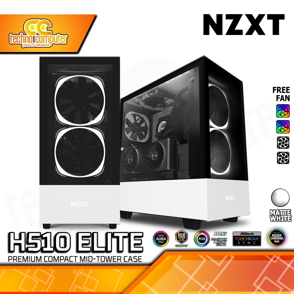 Jual CASING NZXT H510 ELITE Matte White - ATX Case Tempered Glass (Free ...