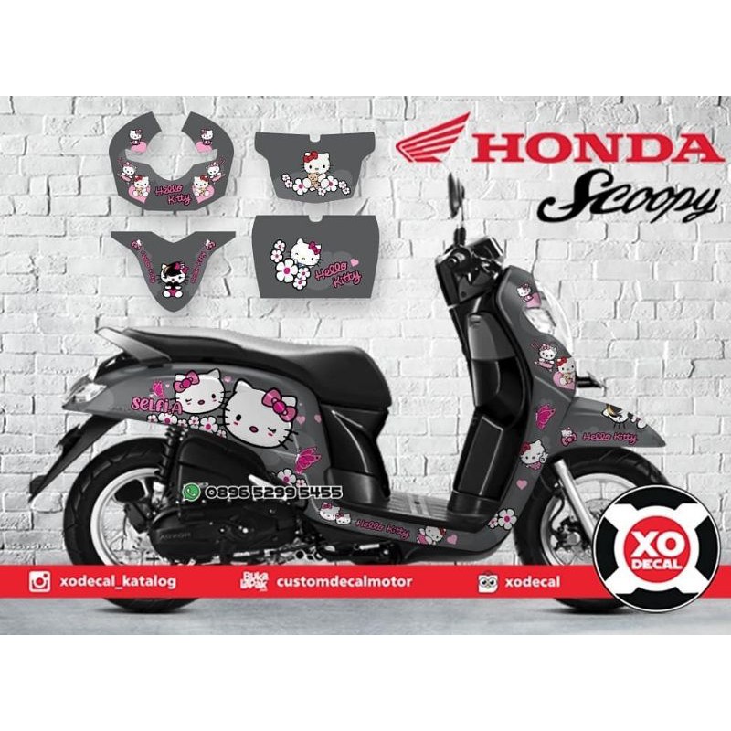 Jual DECAL STICKER HONDA SCOOPY FULL BODY HELLO KITTY GREY DESIGN ...