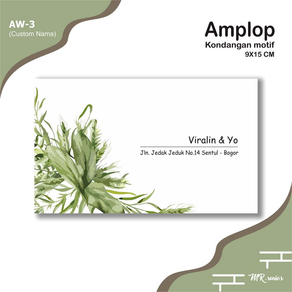 Jual Cetak Amplop Custom Nama Motif Bunga Undangan / Kondangan AW-5 ...