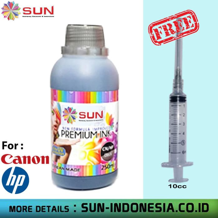 Jual Tinta Canon & HP - SUN PREMIUM INK NFI 250ml BLACK | Shopee Indonesia