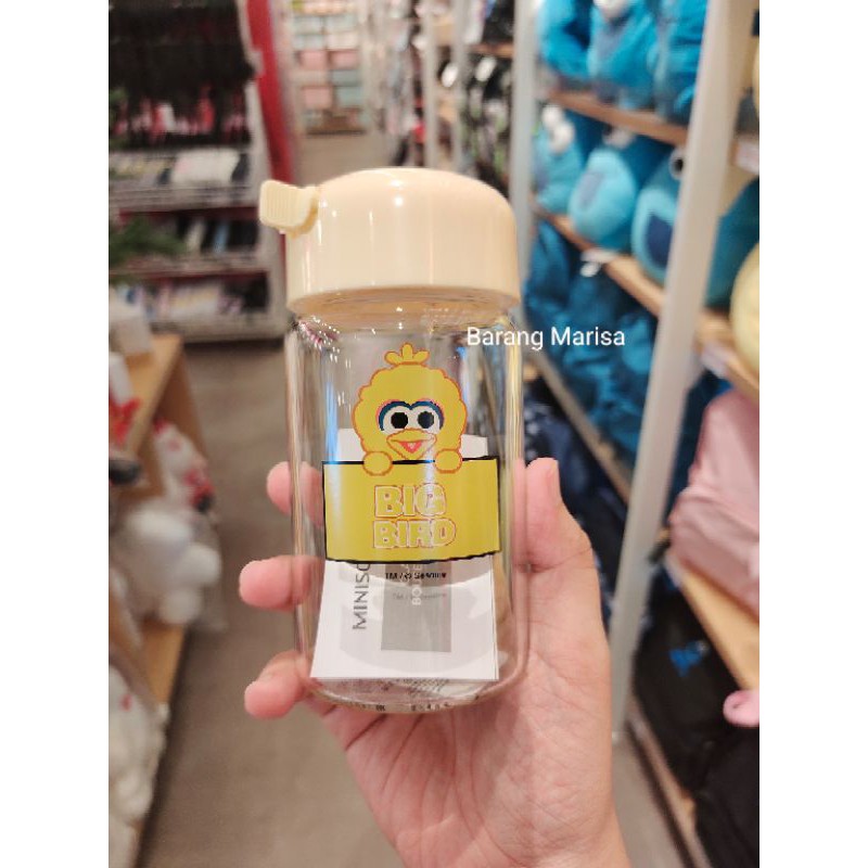 Jual MINISO X SESAME STREET - Big Bird Glass Bottle 300 Ml | Shopee ...