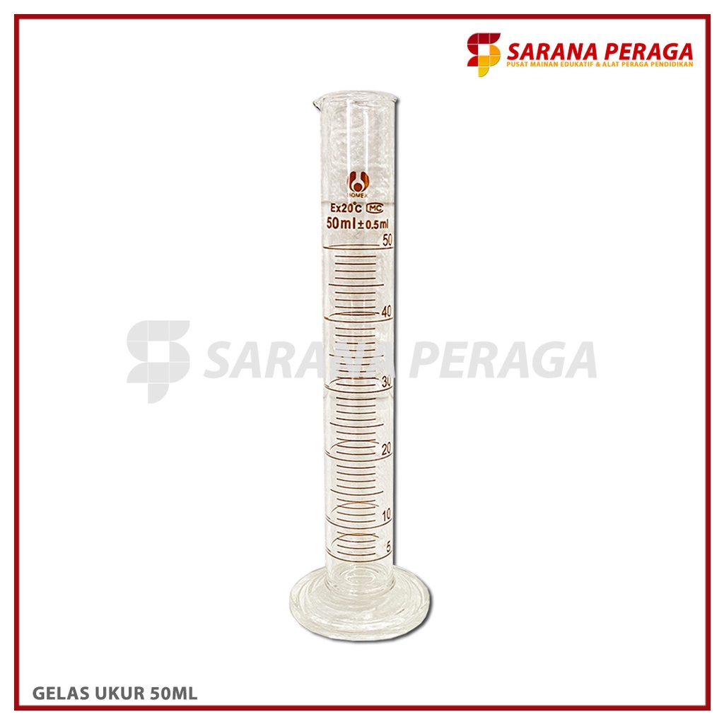 Jual SaranaPeraga - Gelas Ukur Lab Kimia 50 ML Kaca - Alat Peraga ...