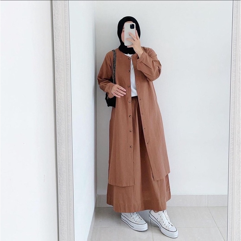Jual ONE SET REVY LONG TUNIK ROK WANITA SET MOSCREPE | Shopee Indonesia