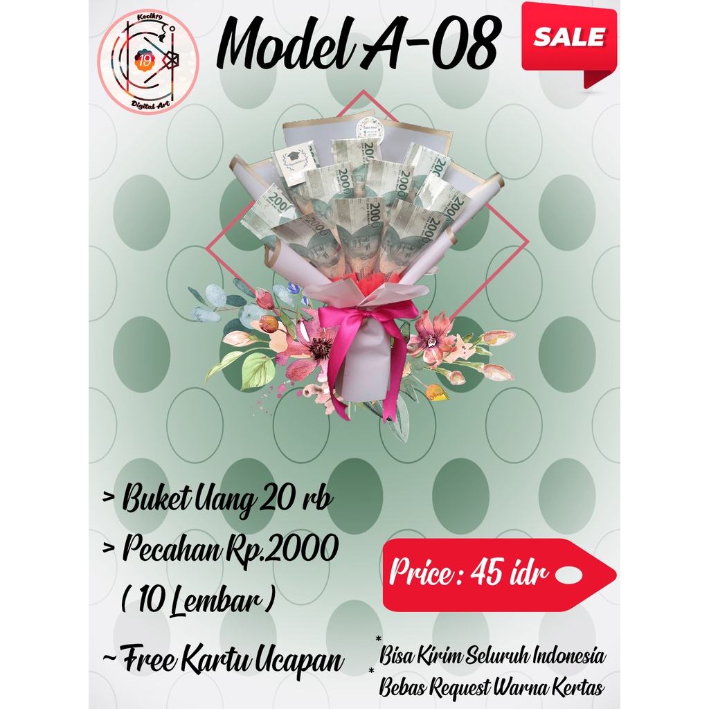 Jual Buket Uang 20 ribu (Model A-08), Buket uang lembar 2 ribu, wisuda ...