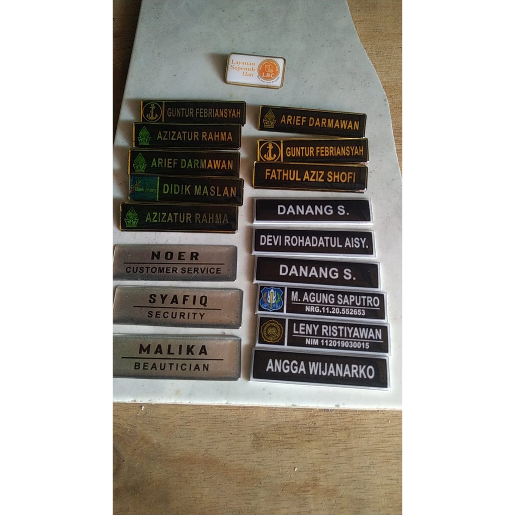 Jual papan nama dada bahan akrlik name tag name tag pns name tag magnet ...