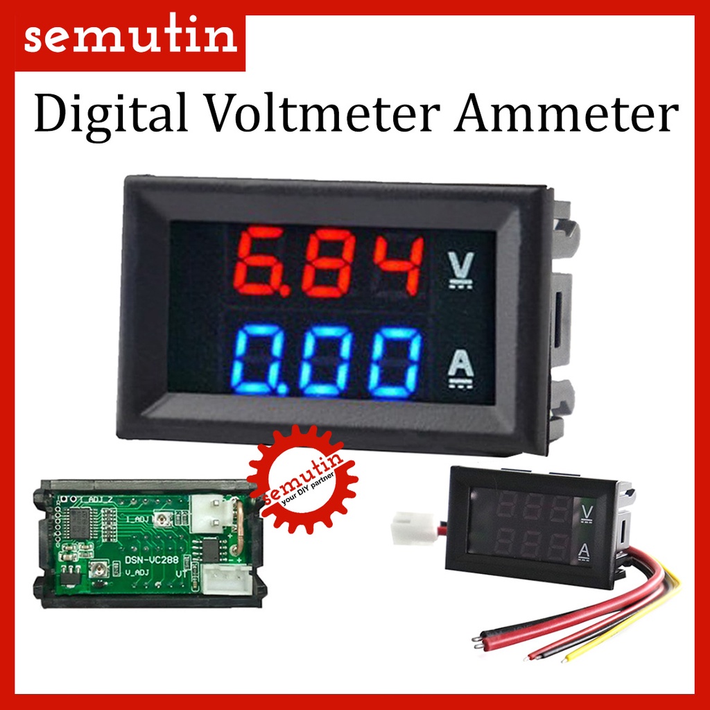 Jual DC 100V 10A Voltmeter Ammeter Digital / Amperemeter Amper Voltaga ...