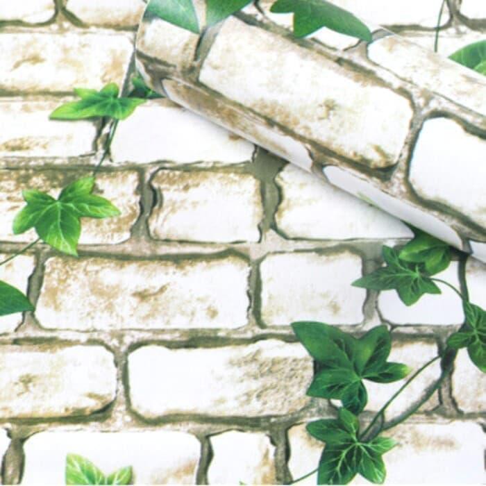 Jual PREMIUM JAMINAN MUTU WALL PAPER STIKER 6030 BATA PUTIH DAUN ...