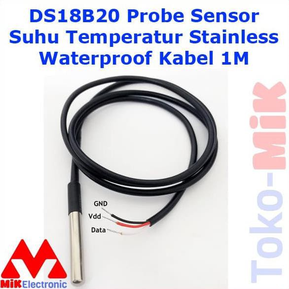 Jual Ds18B20 Probe Sensor Temperatur Suhu Stainless Steel Waterproof ...