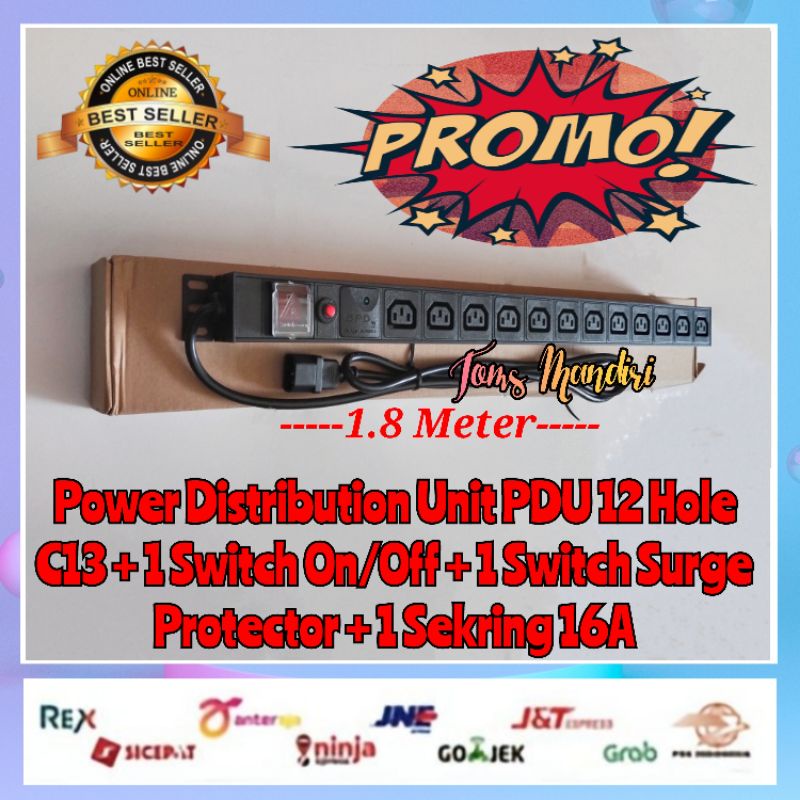 Jual Power Distribution Unit PDU 12 Port C13 1 Switch on/off+ Surge ...