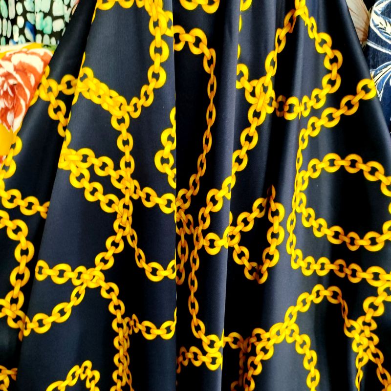 Jual Kain babysilk motif rantai - bahan kain dasar navy - kain silk ...