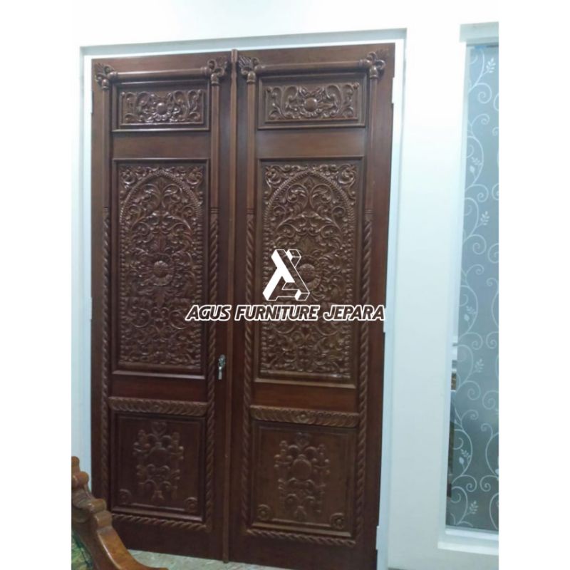 Jual PINTU RUMAH KUPU-KUPU JATI UKIR (pintu kusen pintu rumah pintu ...