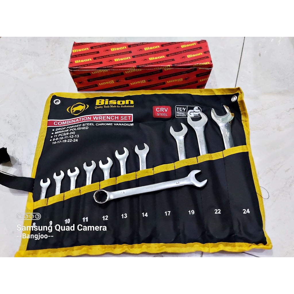 Jual BISON Kunci Ring Pas Set 11pcs 8 - 24 Kunci Kombinasi Wrench Set Murah Perkakas Bengkel ...