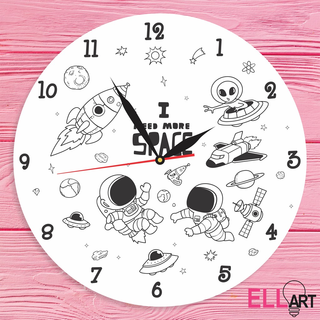 Jual Jam Dinding Kayu Cartoon Space Wall Decor Kartun Anak Dekorasi ...