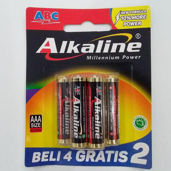 Jual BATU BATERAI ABC ALKALINE AAA / A3 ISI 6PCS | Shopee Indonesia