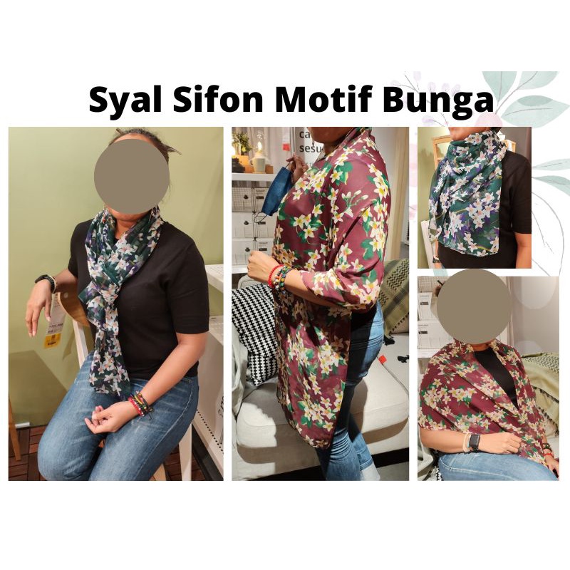 Jual Scarf Bunga/Syal Sifon Motif Bunga | Shopee Indonesia