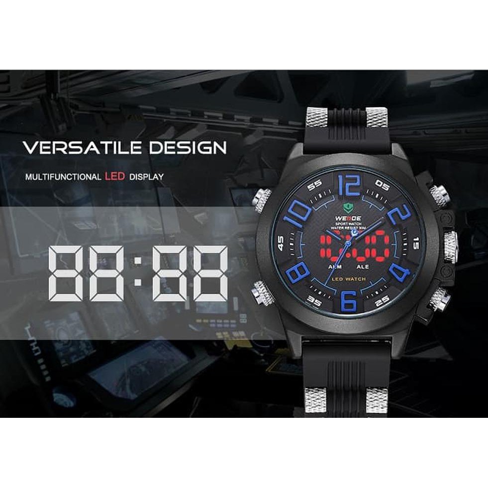Jual Jual Weide Japan Quartz Silicone Strap Men LED Sports Watch 30M WR ...