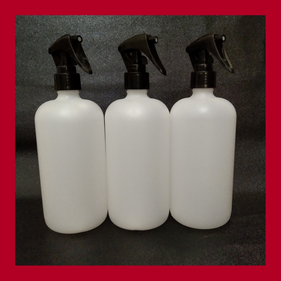 Jual Botol Plastik kosong 500ml HDPE Natural Spray Trigger Hitam ...