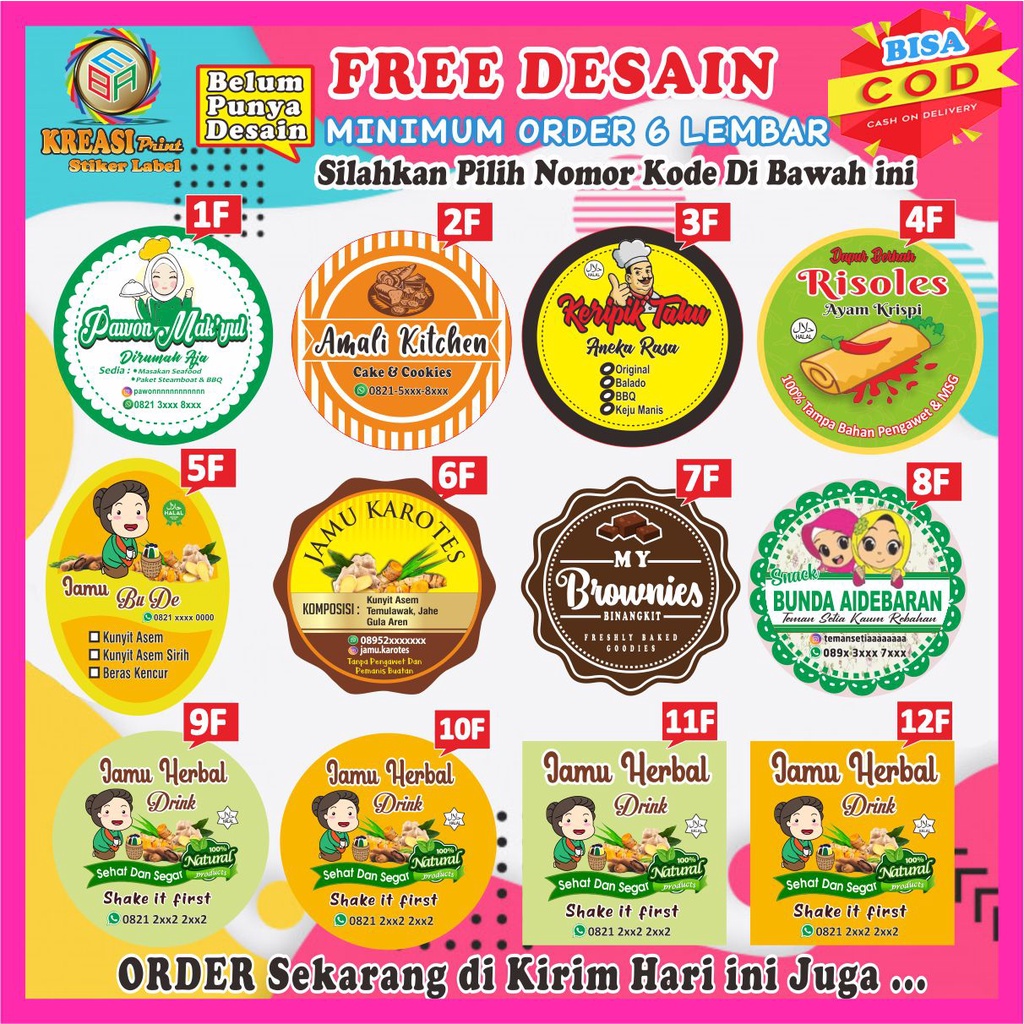 Jual Cetak Stiker Label Produk Kemasan Makanan Minuman Kue Snack Ukuran ...